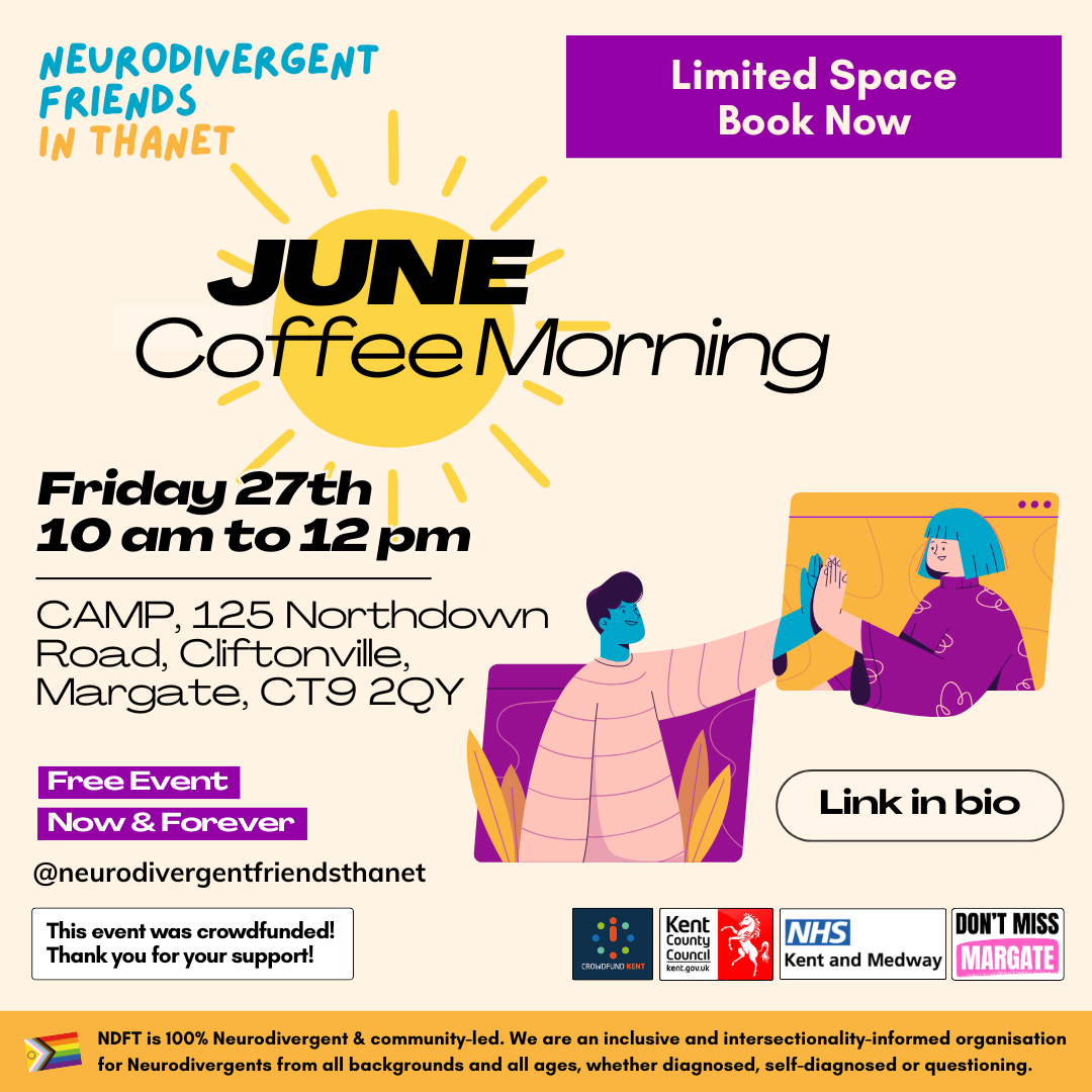 Neurodivergent Friends Coffee Morning - June 2025 in Margate - NDFT.org.uk